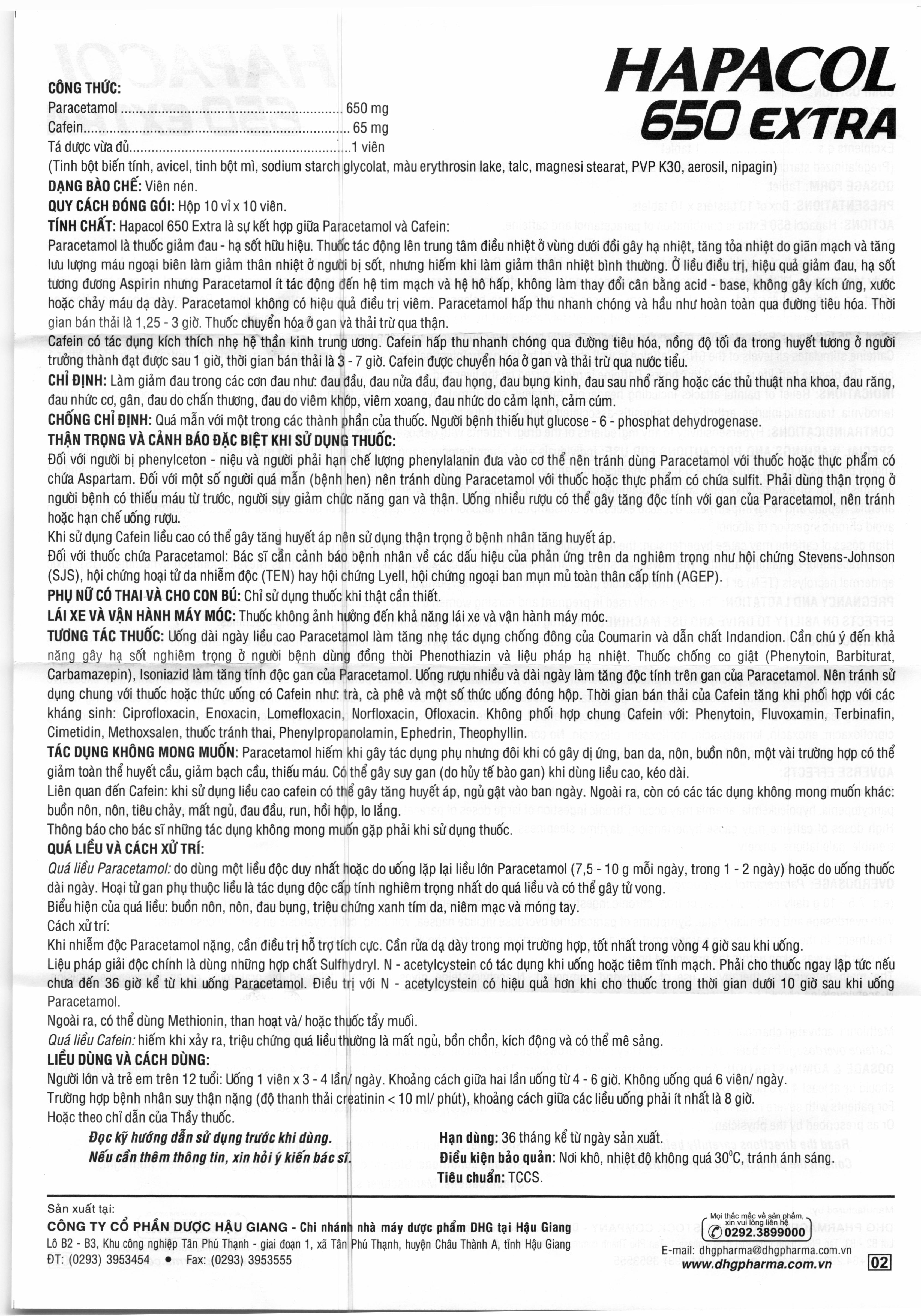 Hapacol 650mg Extra giảm đau và hạ sốt - Nhà thuốc An Khang