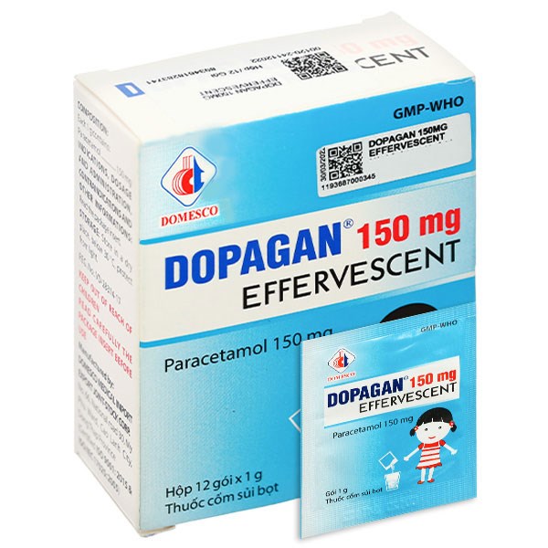 Thuốc cốm Dopagan 150mg Effervescent giảm đau, hạ sốt (12 gói x 1g ...