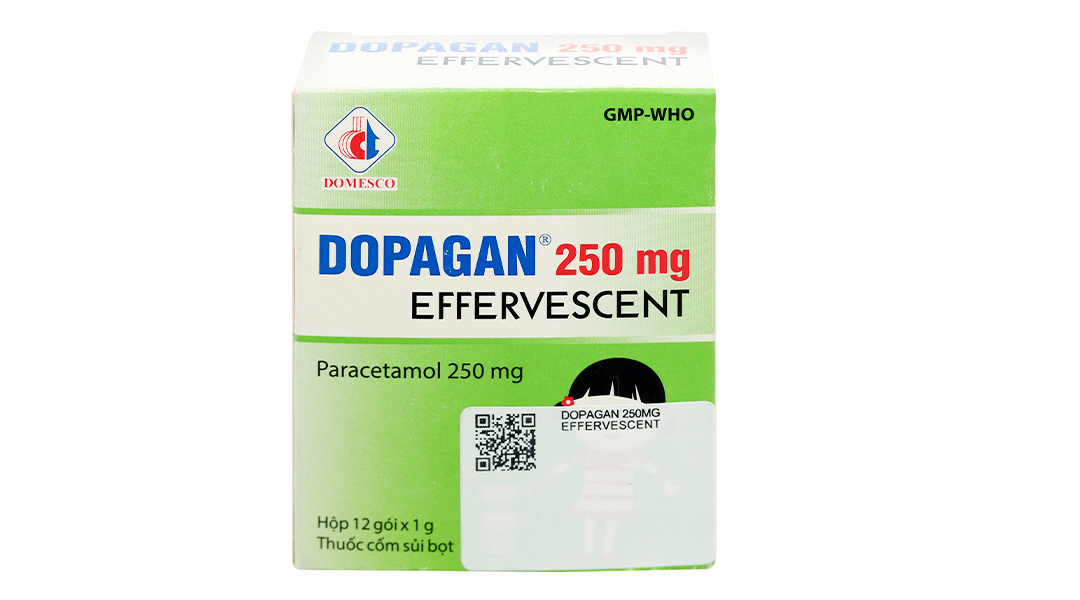 Thuốc cốm sủi bọt Dopagan 250mg Effervescent giảm đau, hạ sốt hộp 12 ...