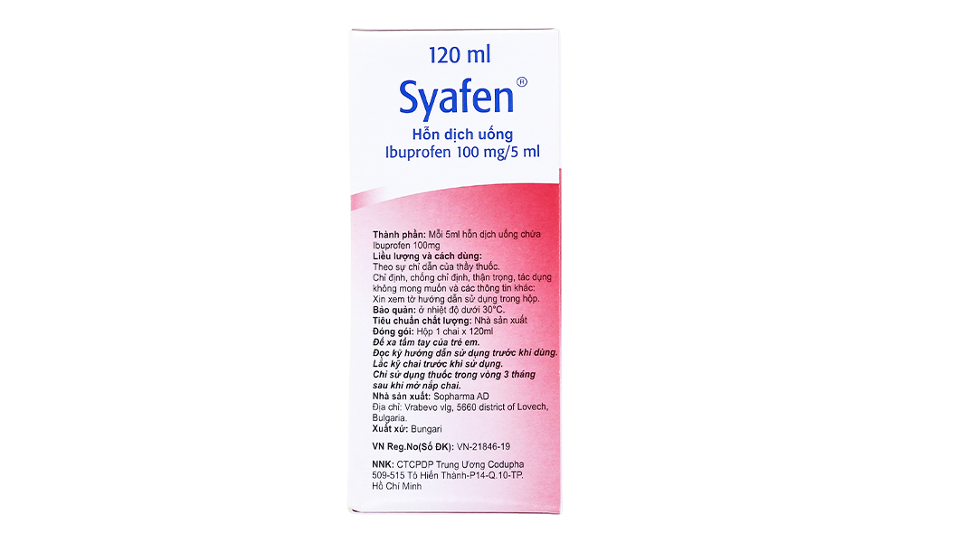 Hỗn dịch uống Syafen 100mg/5ml giảm đau, hạ sốt chai 120ml - 08/2024 ...