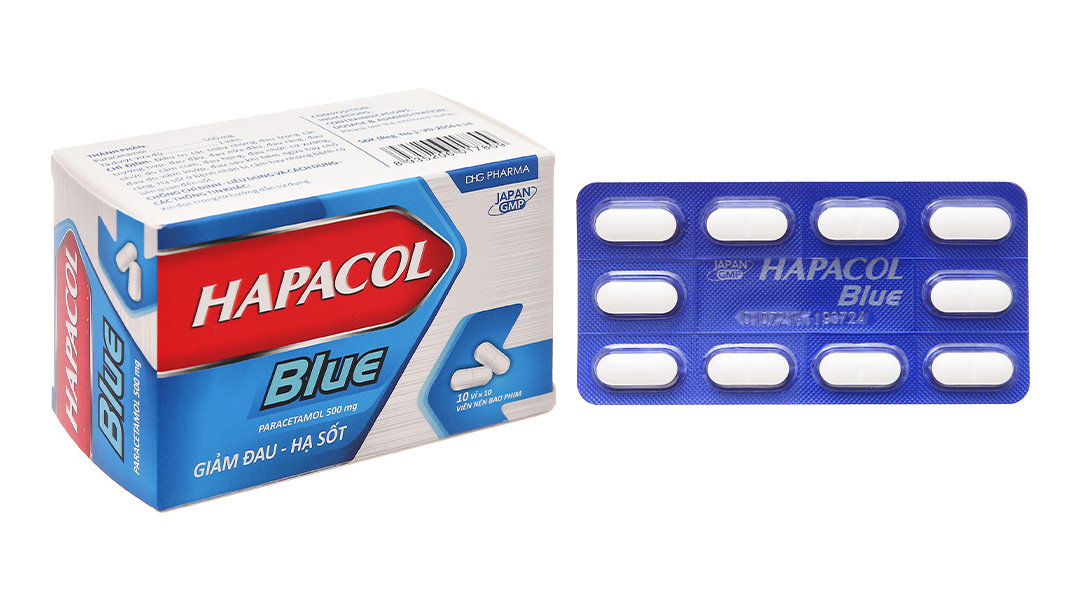 Hapacol Blue 500mg hộp 100 viên giúp giảm đau, hạ sốt-Nhà thuốc An Khang