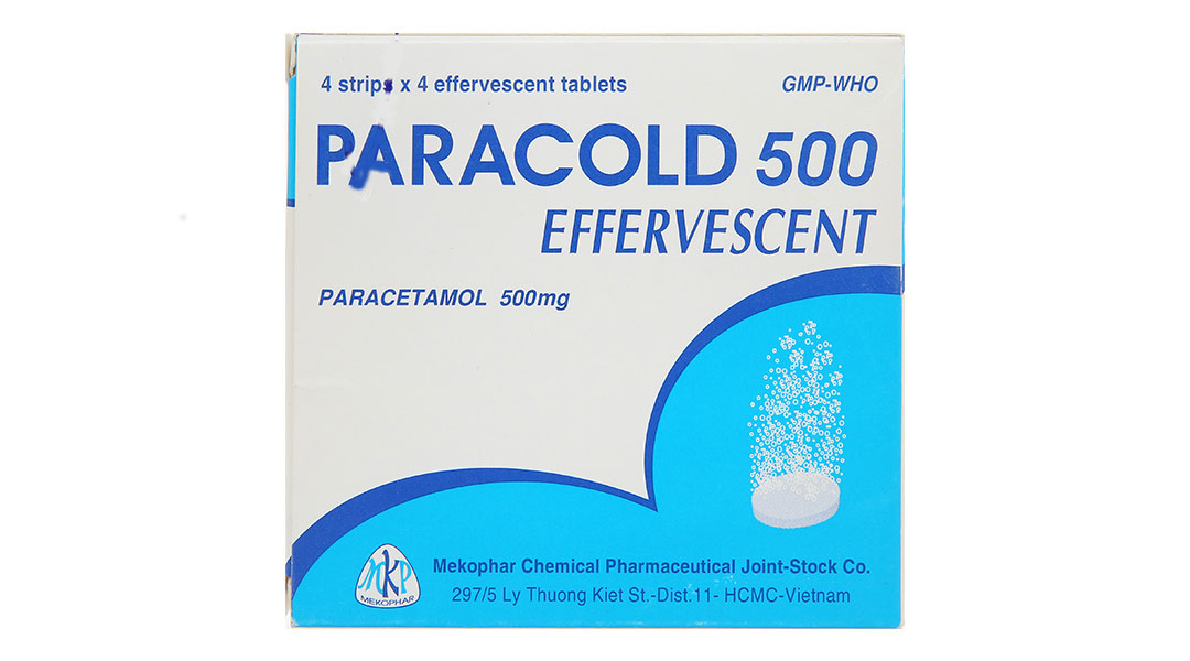 Viên sủi Paracold 500 Effervescent giảm đau, hạ sốt (4 vỉ x 4 viên ...