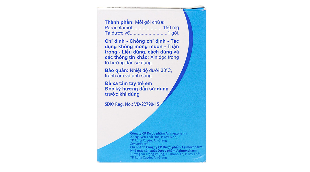 Thuốc cốm Agimol 150 giảm đau, hạ sốt (30 gói x 1g) - 08/2024 ...
