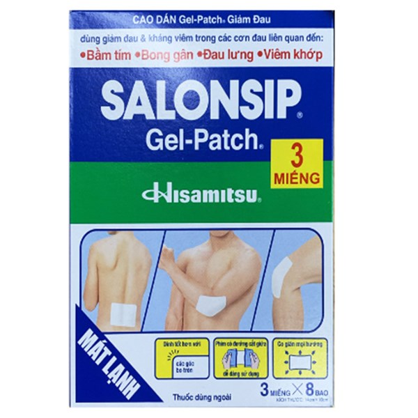 Cao dán Salonsip Gel-Patch giảm đau, kháng viêm cơ khớp (8 bao x 3 ...