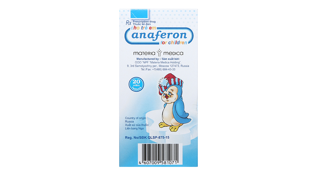 Anaferon for children dự phòng và trị nhiễm virus (1 vỉ x 20 viên) - 08 ...