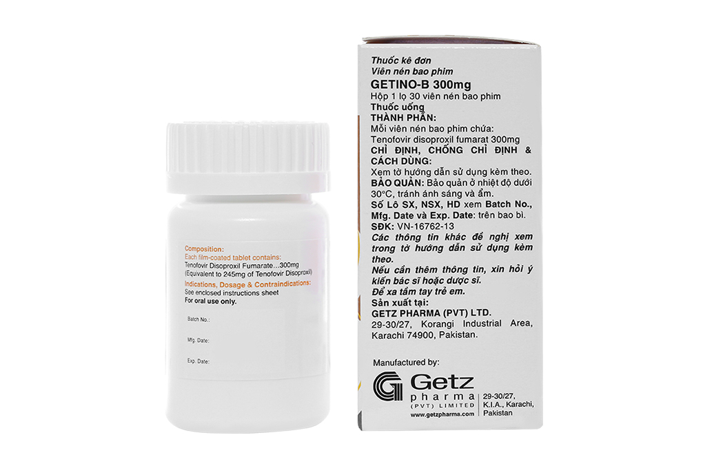 Getino-B 300mg thuốc kháng virus, trị viêm gan B chai 30 viên - 08/2024 ...