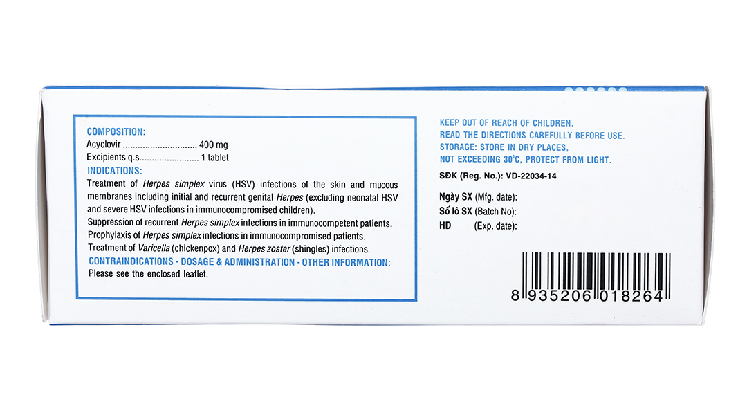 Medskin Clovir 400 phòng và trị nhiễm Herpes simplex (6 vỉ x 10 viên ...