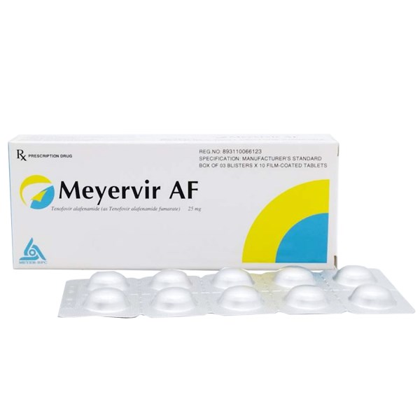 Meyervir AF 25mg trị viêm gan siêu vi B mạn tính (3 vỉ x 10 viên) - 12/ ...
