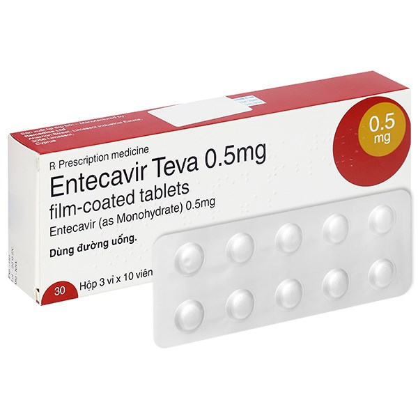 Entecavir Teva 0,5mg điều trị viêm gan B mãn tính (3 vỉ x 10 viên) - 01 ...