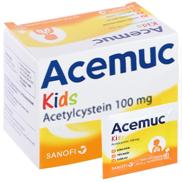 Thuốc cốm Acemuc Kids 200mg tan đàm trong bệnh lý hô hấp