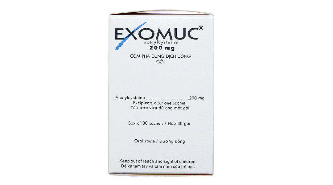 Cốm pha hỗn dịch uống Exomuc 200mg trị rối loạn chất tiết phế quản (30 ...