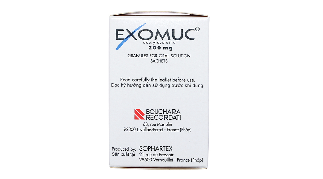 Cốm pha hỗn dịch uống Exomuc 200mg trị rối loạn chất tiết phế quản (30 ...