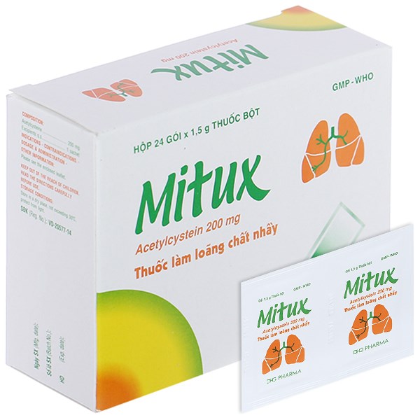 Thuốc bột Mitux 200mg làm tan đàm trong bệnh lý hô hấp (24 gói x 1.5g ...