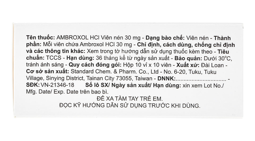 Ambroxol HCl Tablets 30mg long đờm, tiêu nhầy, trị bệnh đường hô hấp ...