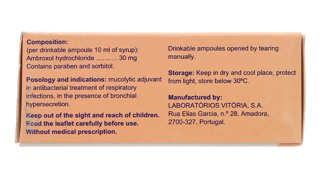 Siro Drenoxol 30mg/10ml trị rối loạn tiết dịch hô hấp (20 ống x 10ml ...