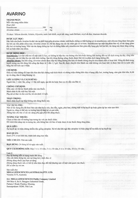 Avarino giảm đau do co thắt tiêu hóa, trị đầy hơi (5 vỉ x 10 viên) 04/ ...
