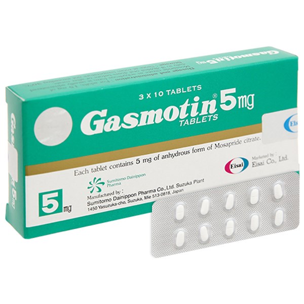 Thuốc Gasmotin 5mg trị triệu chứng dạ dày, đường ruột (3 vỉ x 10 viên ...