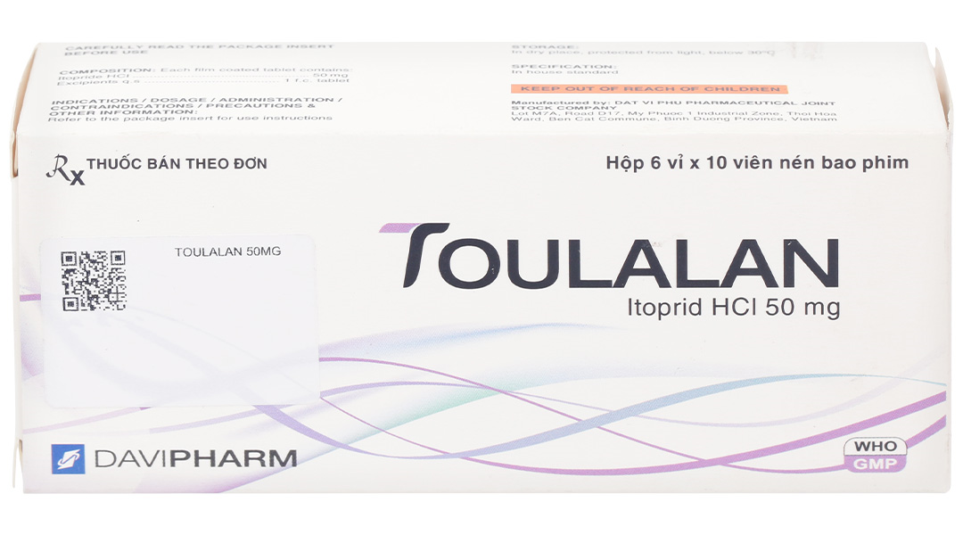 Toulalan 50mg trị triệu chứng dạ dày - ruột (6 vỉ x 10 viên) - 02/2023 ...