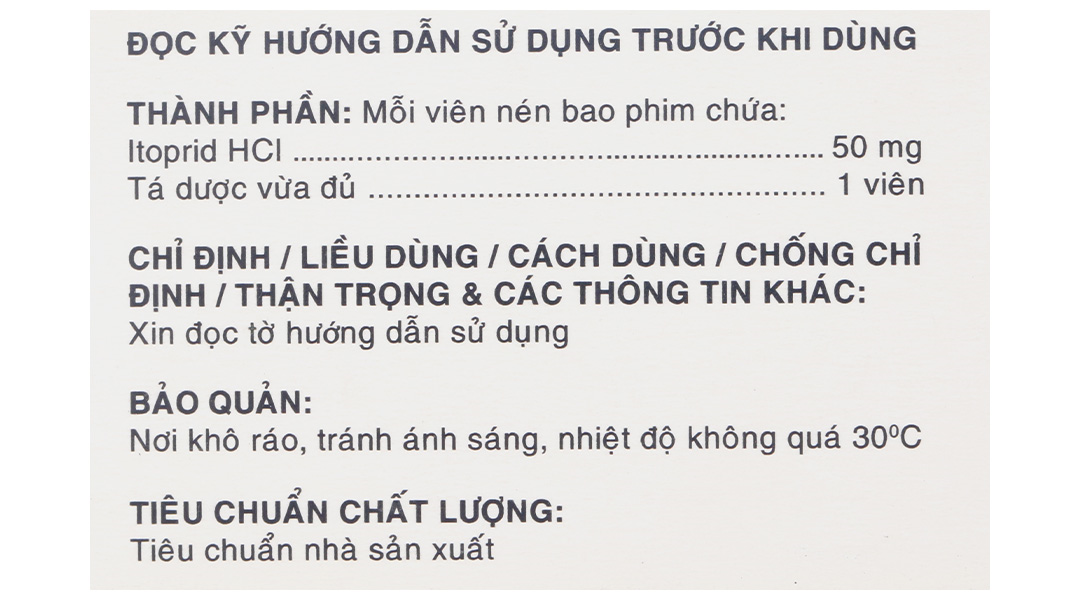 Toulalan 50mg trị triệu chứng dạ dày - ruột (6 vỉ x 10 viên) - 02/2023 ...