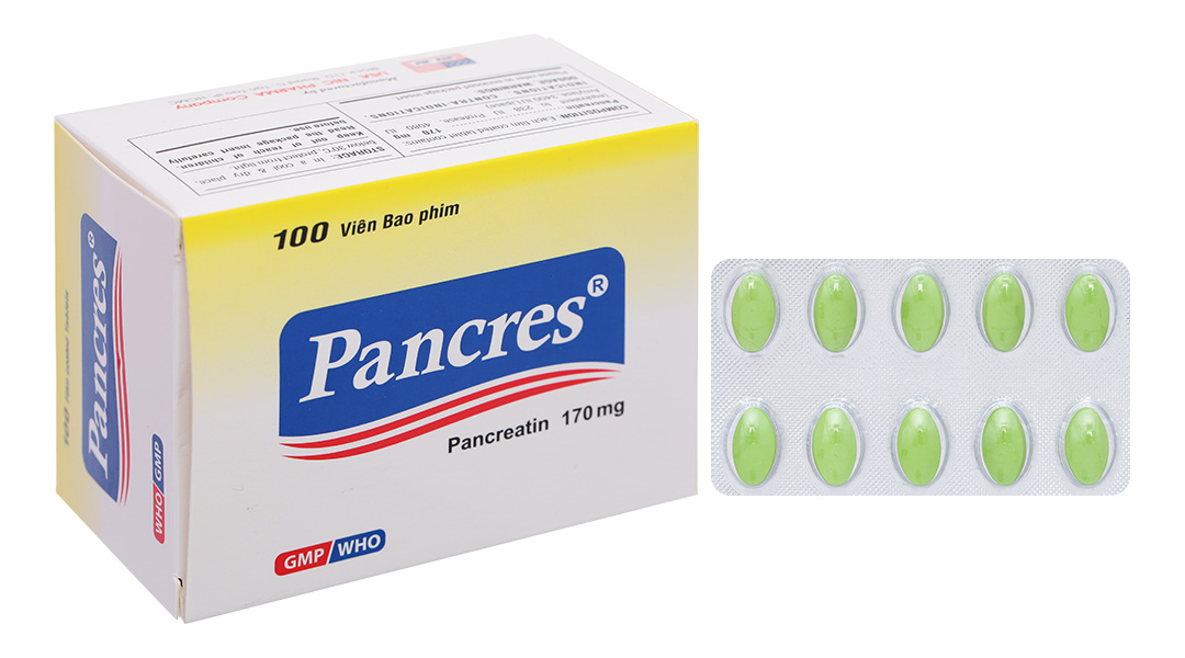 Pancres 170mg trị chứng kém hấp thu do thiếu các men tiêu hóa (10 vỉ x ...