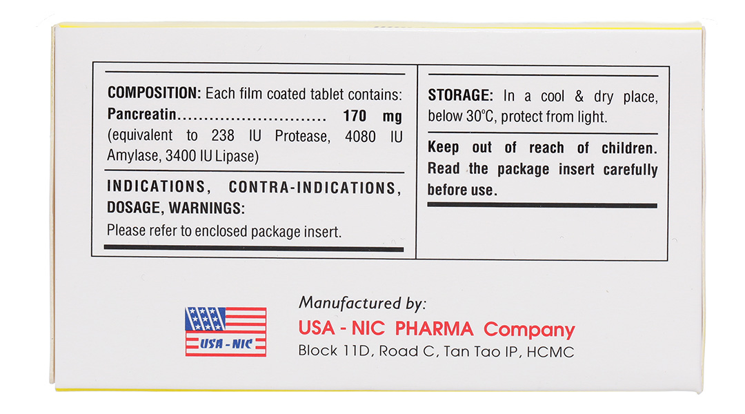 Pancres 170mg trị chứng kém hấp thu do thiếu các men tiêu hóa (10 vỉ x ...