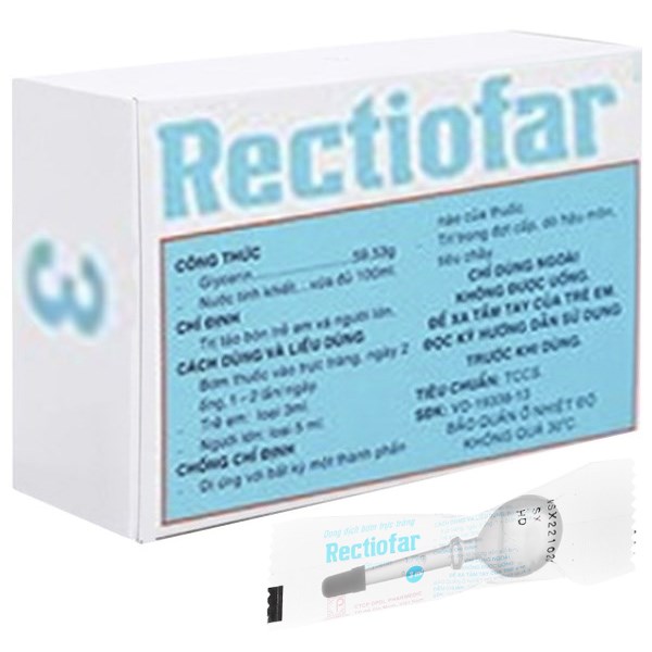 Dung dịch bơm trực tràng trị táo bón Rectiofar 5ml hộp 40 ống