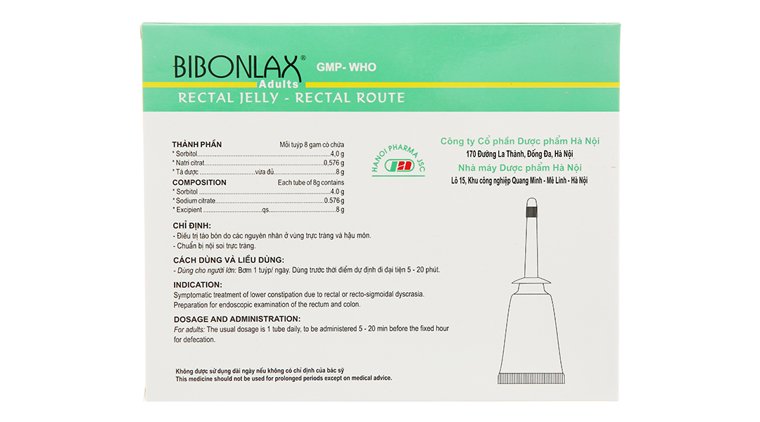 Gel bơm trực tràng Bibonlax Adults trị táo bón (10 tuýp x 8g) - 08/2024 ...