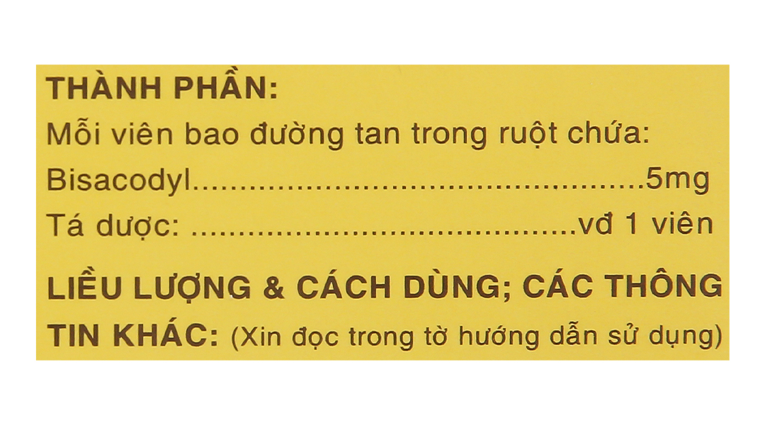 Bisalaxyl 5mg trị táo bón, làm sạch ruột trước phẫu thuật (5 vỉ x 10 ...