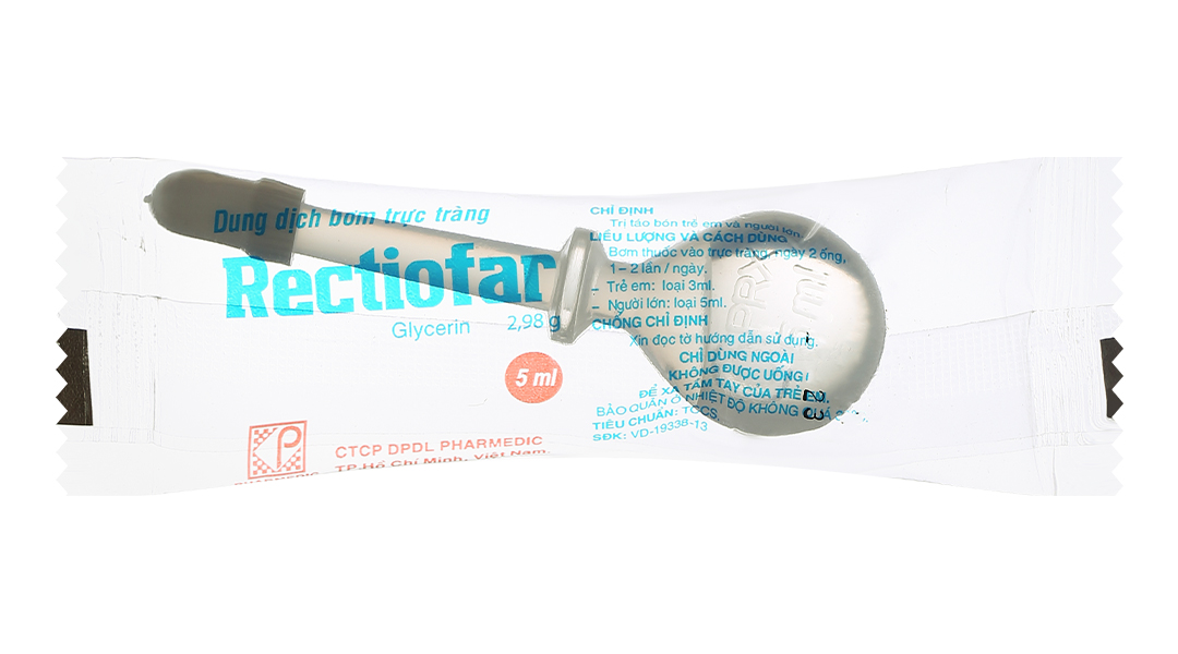 Dung dịch bơm trực tràng trị táo bón Rectiofar 5ml hộp 40 ống