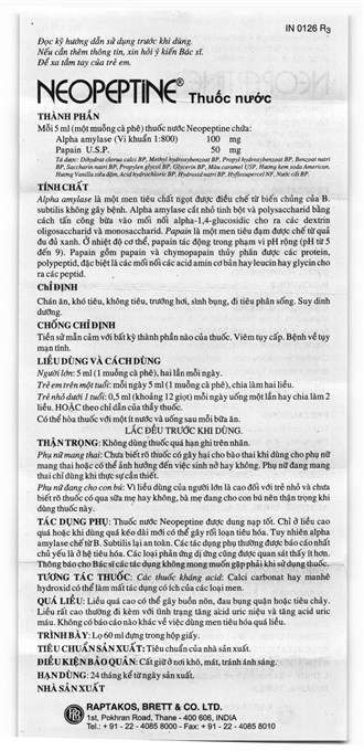 Men tiêu hóa Neopeptine siro chai 60ml-Nhà thuốc An Khang