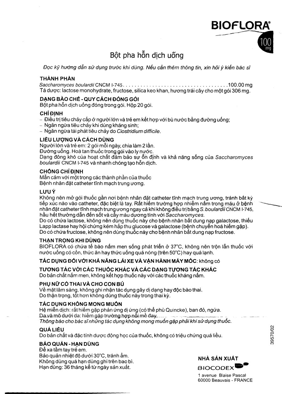 Thuốc Bioflora 100mg hộp 20 gói-Nhà thuốc An Khang