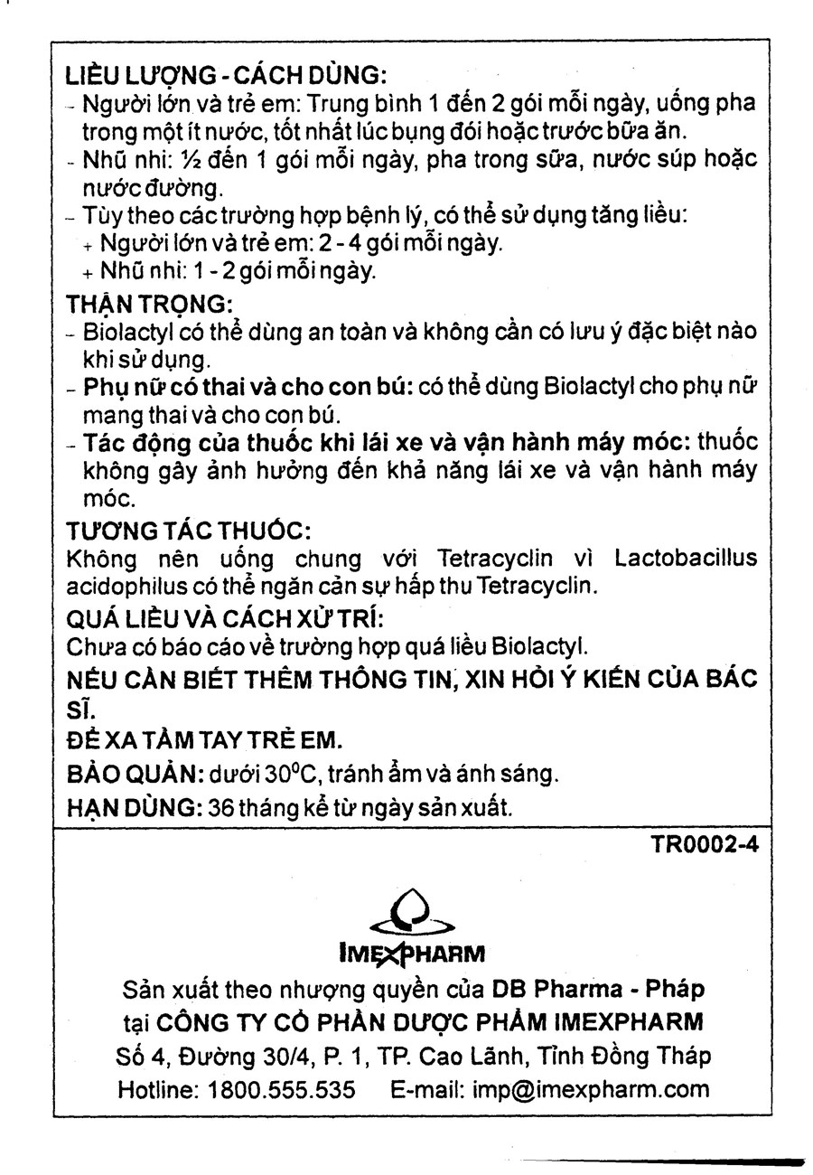 Thuốc Biolactyl Lyophilise hộp 14 gói-Nhà thuốc An Khang