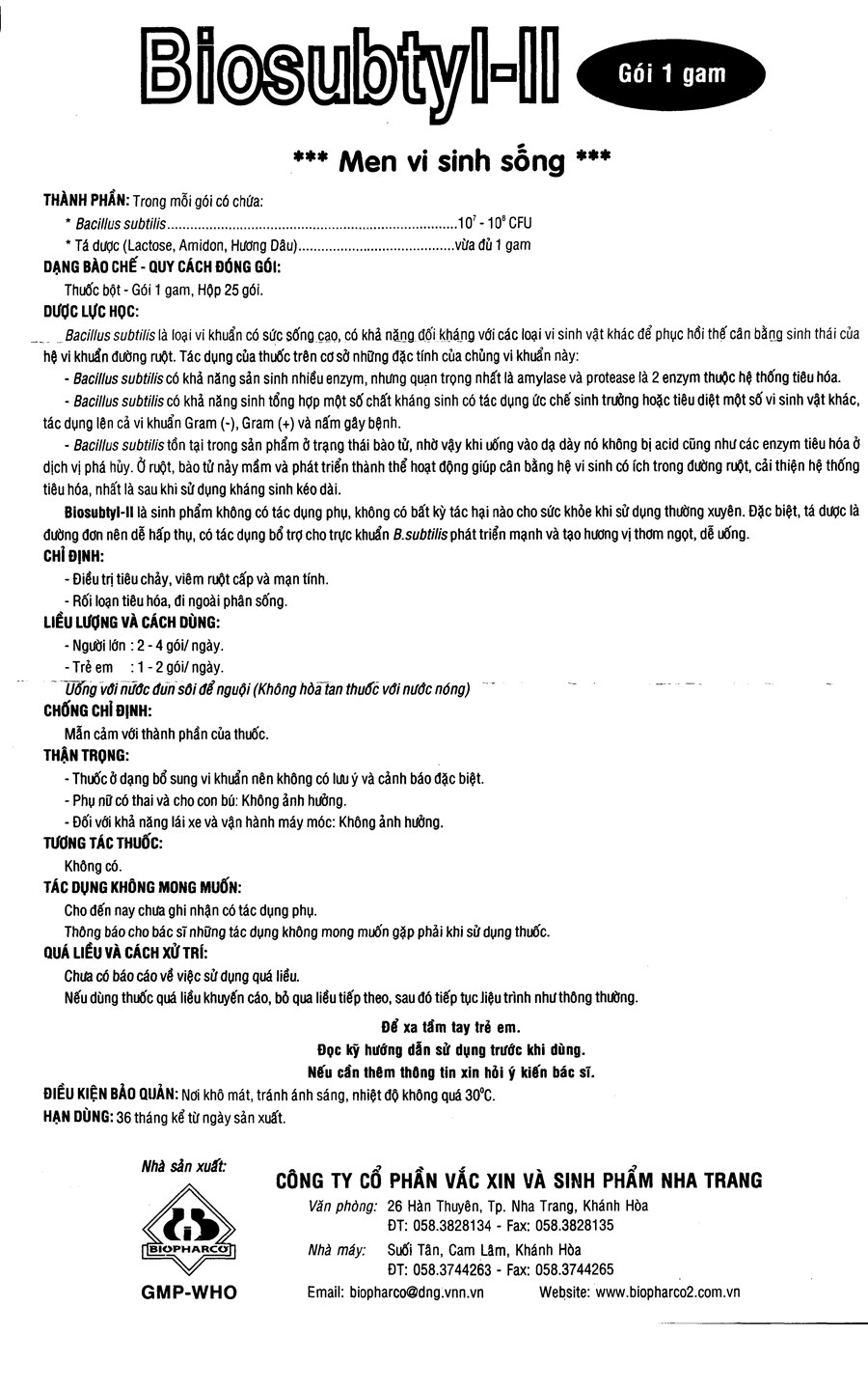 Men vi sinh sống Biosubtyl-II hộp 25 gói-Nhà thuốc An Khang