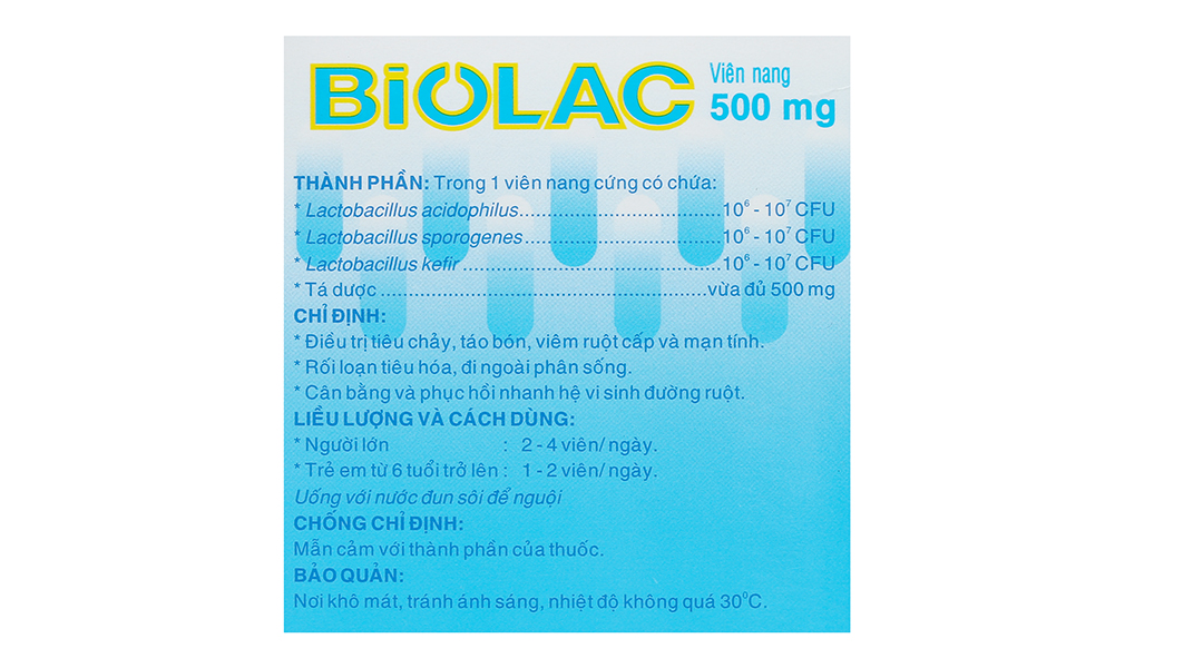 Thuốc Biolac 500mg hộp 100 viên -Nhà thuốc An Khang