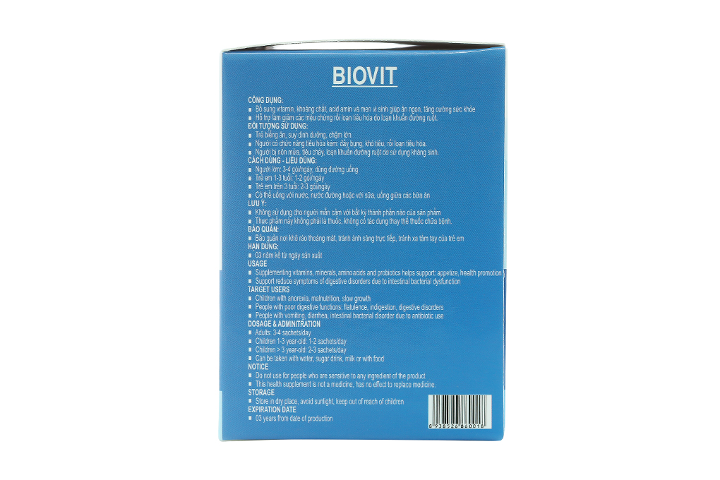 Cốm Biovit giúp ăn ngon, tăng cường sức khỏe hộp 30 gói x 3g - 07/2024 ...