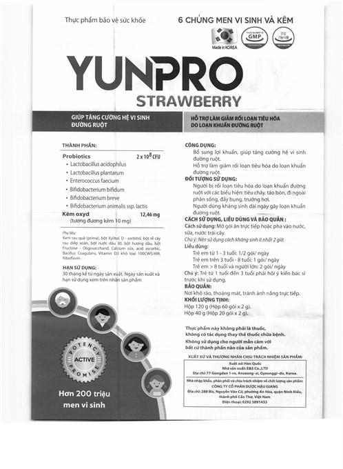 Yunpro Strawberry hộp 20 gói giúp bổ sung lợi khuẩn-Nhà thuốc An Khang