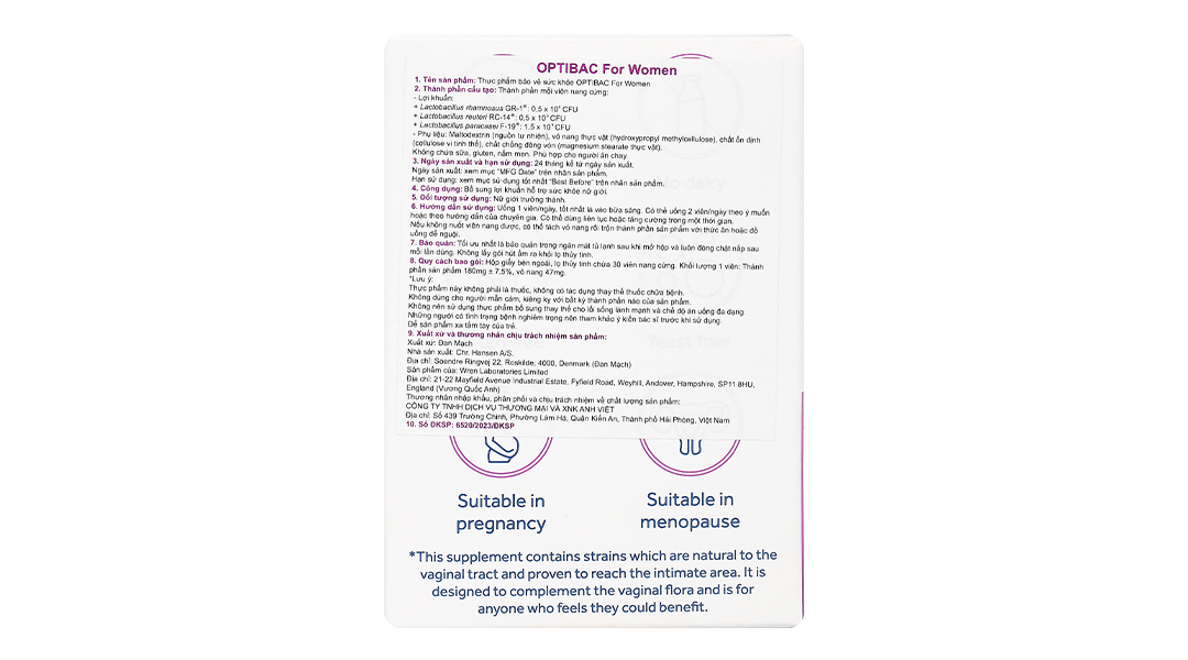 Optibac Intimate Flora For Women bổ sung lợi khuẩn cho nữ giới hộp 30 ...