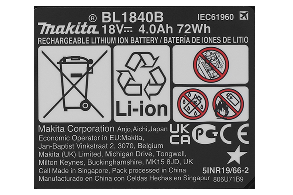 Pin Makita BL1840B 18V 4.0 Ah - giá tốt, chính hãng