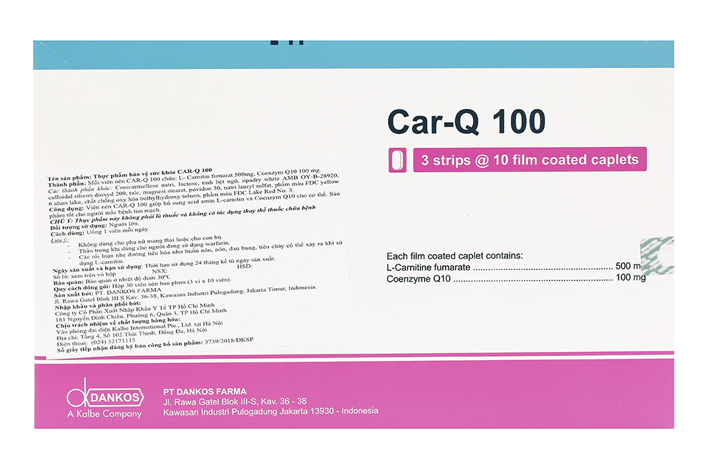 Car-Q 100 hỗ trợ tim mạch hộp 30 viên - 08/2024 | nhathuocankhang.com