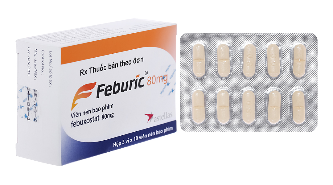 Feburic 80mg trị tăng acid uric huyết mạn tính trong bệnh gout (3 vỉ x ...