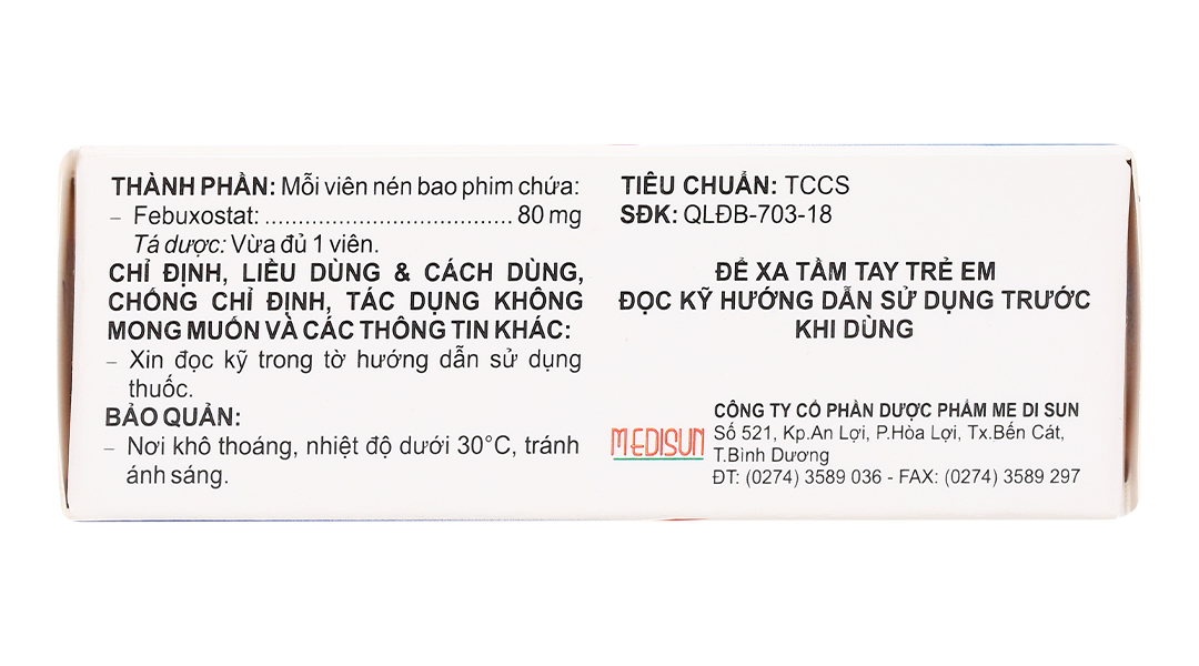 Foribat 80 trị gout do tăng acid uric huyết mạn tính (3 vỉ x 10 viên ...