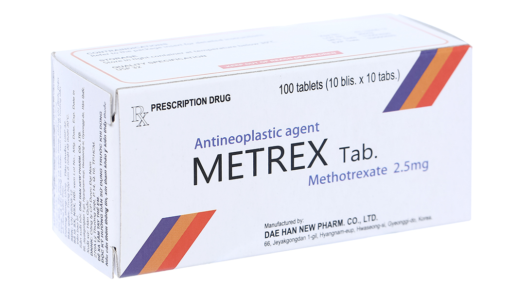 Metrex Tab 2.5mg trị khối u, vảy nến, viêm khớp dạng thấp (10 vỉ x 10 ...