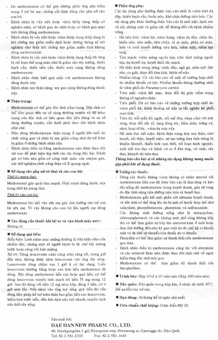 Thuốc trị ung thư Metrex 2.5mg hộp 100 viên - Nhà thuốc An Khang