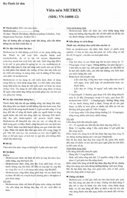 Thuốc trị ung thư Metrex 2.5mg hộp 100 viên - Nhà thuốc An Khang