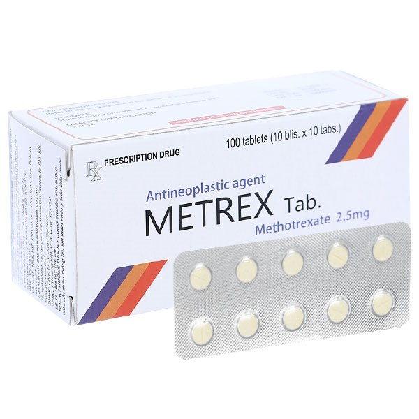 Metrex Tab 2.5mg trị khối u, vảy nến, viêm khớp dạng thấp (10 vỉ x 10 ...