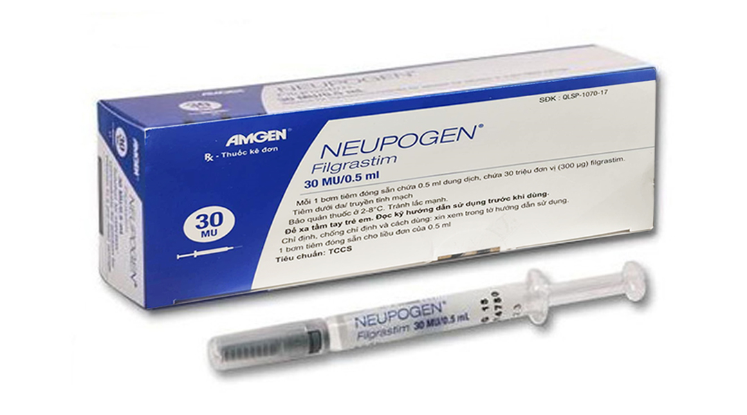 Dung dịch tiêm Neupogen 30MU/0.5ml trị giảm bạch cầu (1 bơm tiêm x 0 ...
