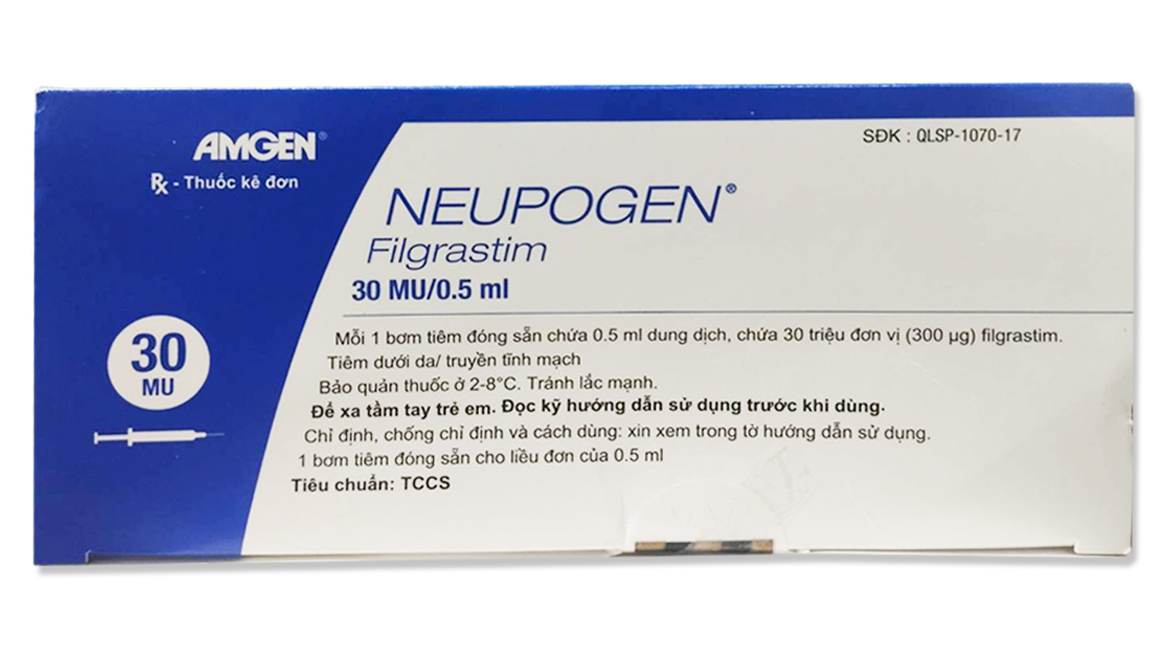 Dung dịch tiêm Neupogen 30MU/0.5ml trị giảm bạch cầu (1 bơm tiêm x 0 ...