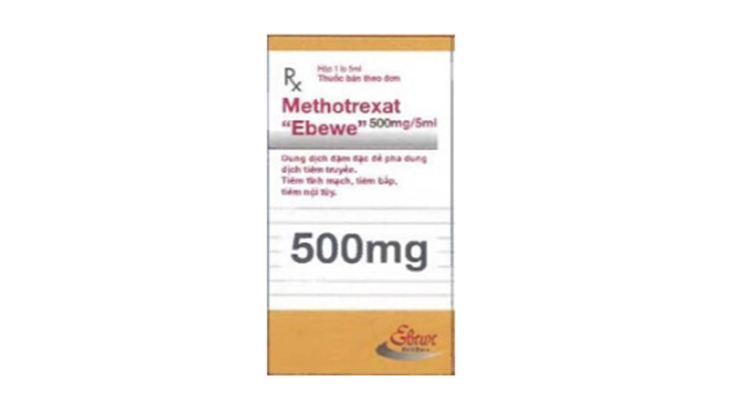 Dung dịch tiêm truyền Methotrexat ebewe 500mg/5ml trị ung thứ vú lọ 5ml ...