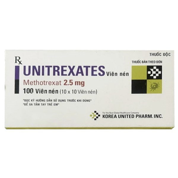 Unitrexates 2.5mg chỉ định điều trị ung thư lá nuôi, bệnh bạch cầu (10 ...