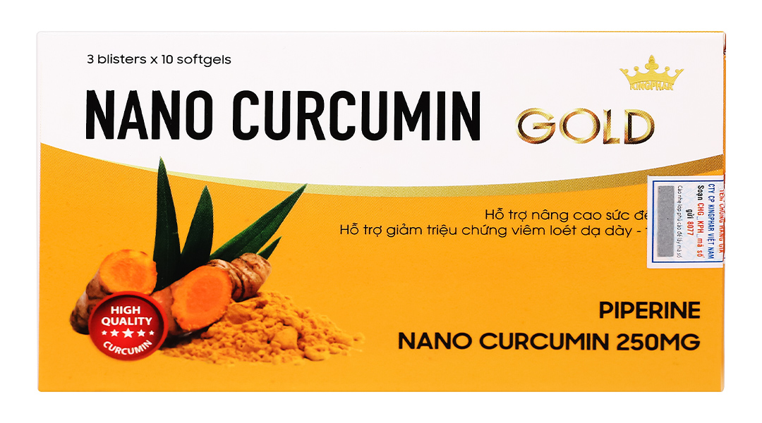 Kingphar Nano Curcumin Gold giảm triệu chứng loét dạ dày, tá tràng hộp 30 viên - 07/2024 ...